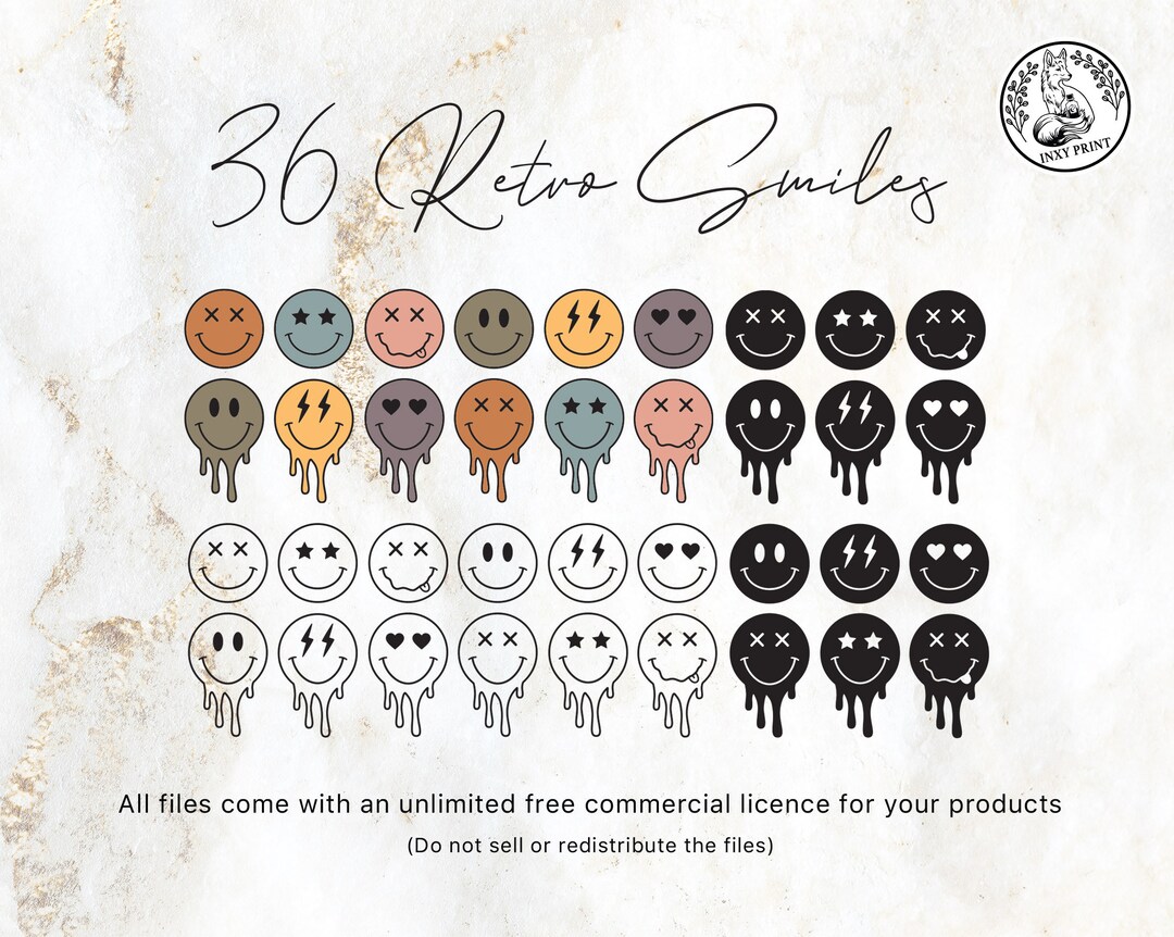 36 Retro Smile Faces SVG | Compatible With Cricut Design Space ...