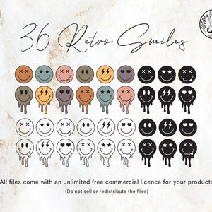 36 Retro Smile Faces SVG | Compatible With Cricut Design Space ...
