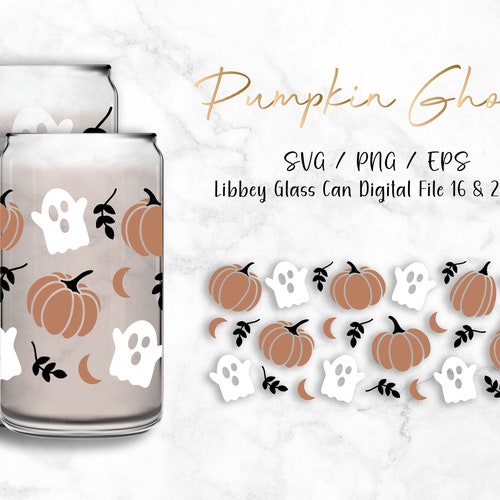 Halloween Pumpkin Svg 16oz Glass Can Cutfile Halloween - Etsy