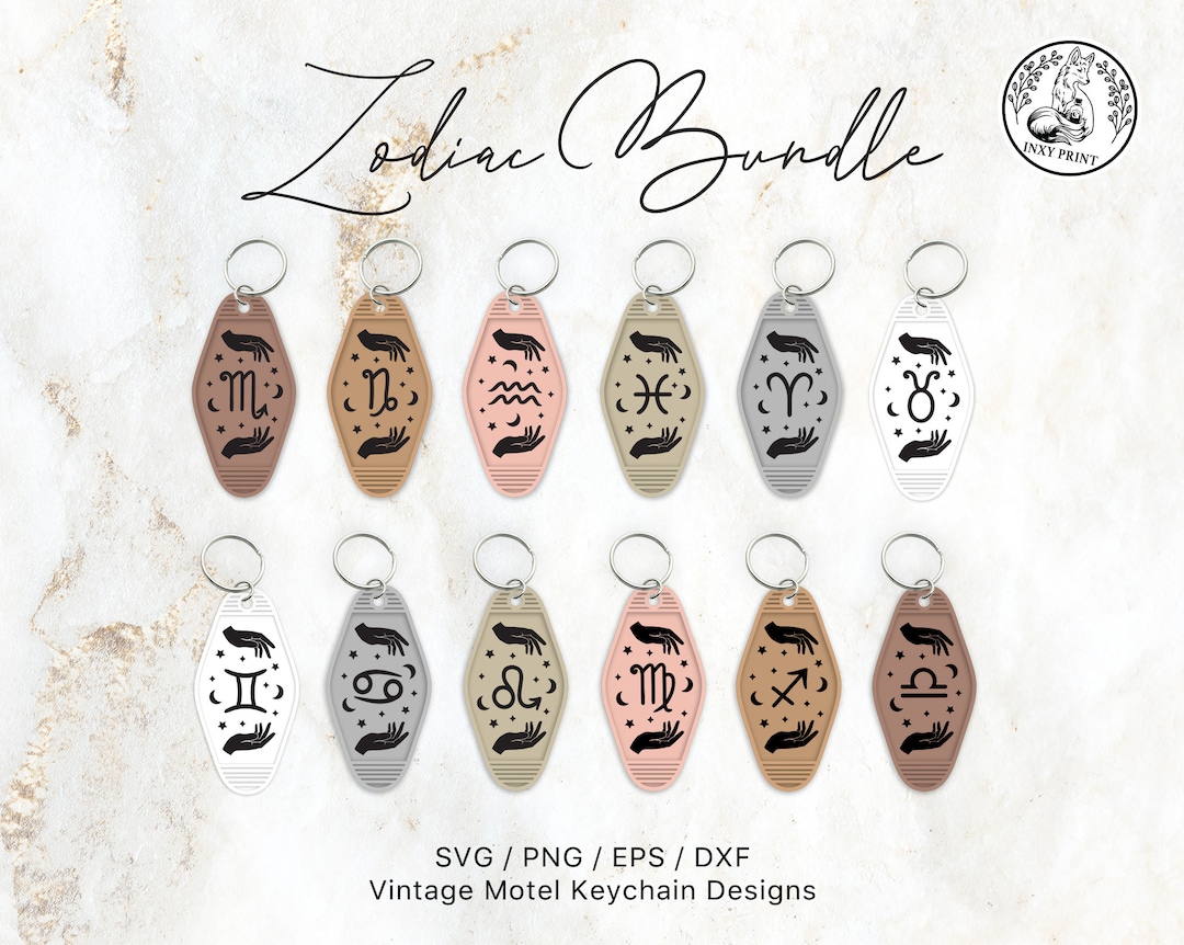 Vintage Motel Keychain SVG Zodiac Bundle | Compatible With Cricut ...