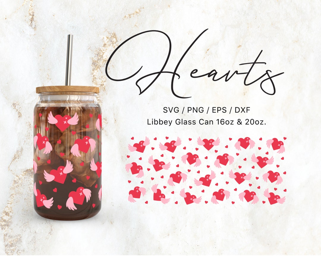 Libbey Glass 16oz | 20oz Winged Hearts Svg Files for Cricut ...