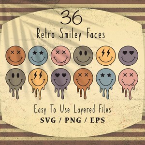 36 Retro Smile Faces SVG | Compatible With Cricut Design Space ...