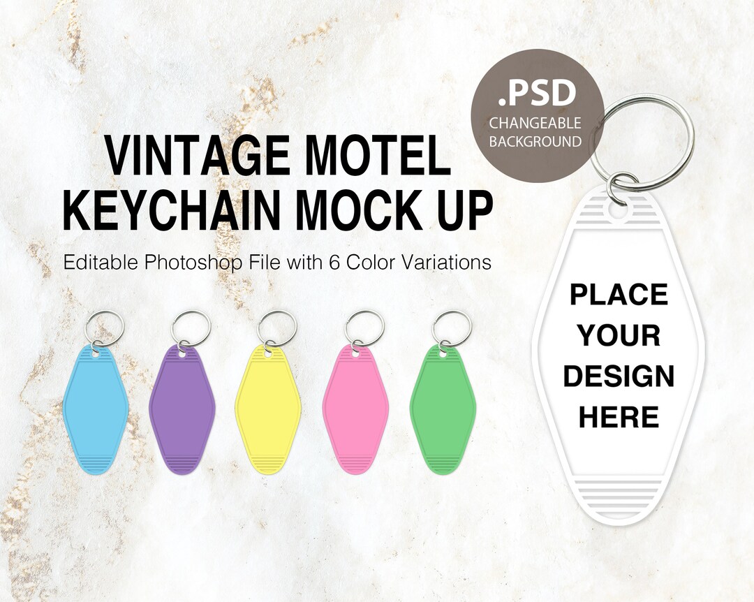 Vintage Hotel Keychain Mock up Photoshop File | 6 Colour Variations ...