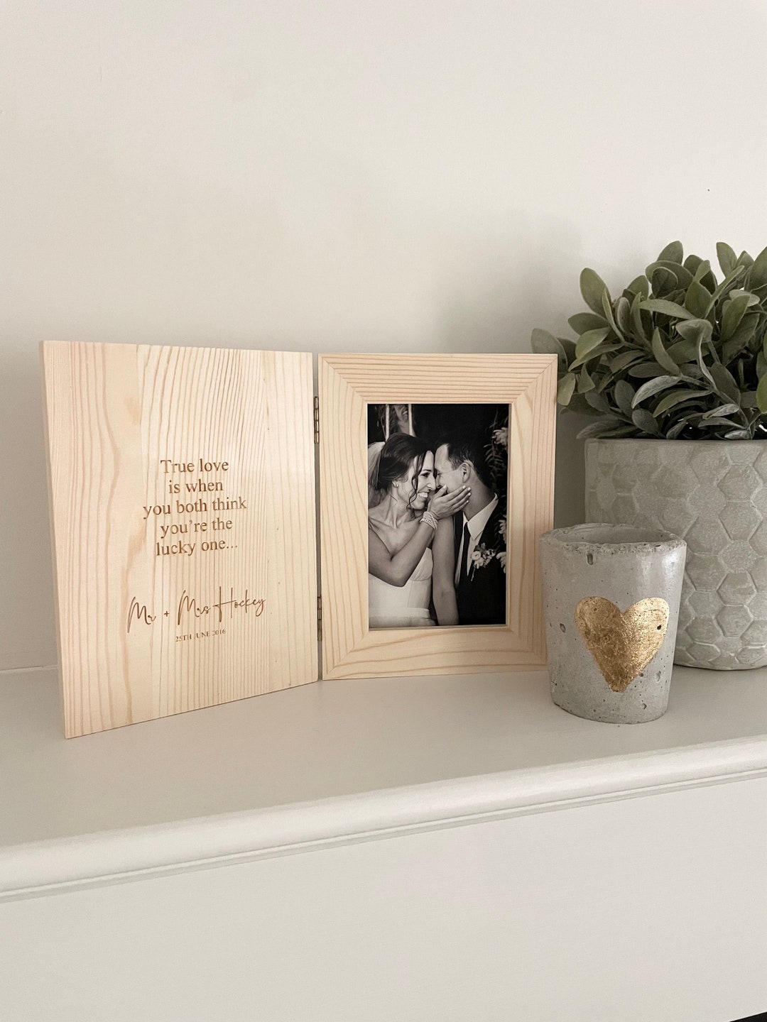 Wedding Day Photo Frame | Personalised Frame | Wedding Gift | Engagement Gift | Wooden Photo ...