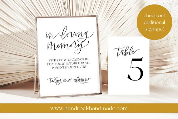 In Loving Memory Sign Printable in Memory Sign Printable - Etsy