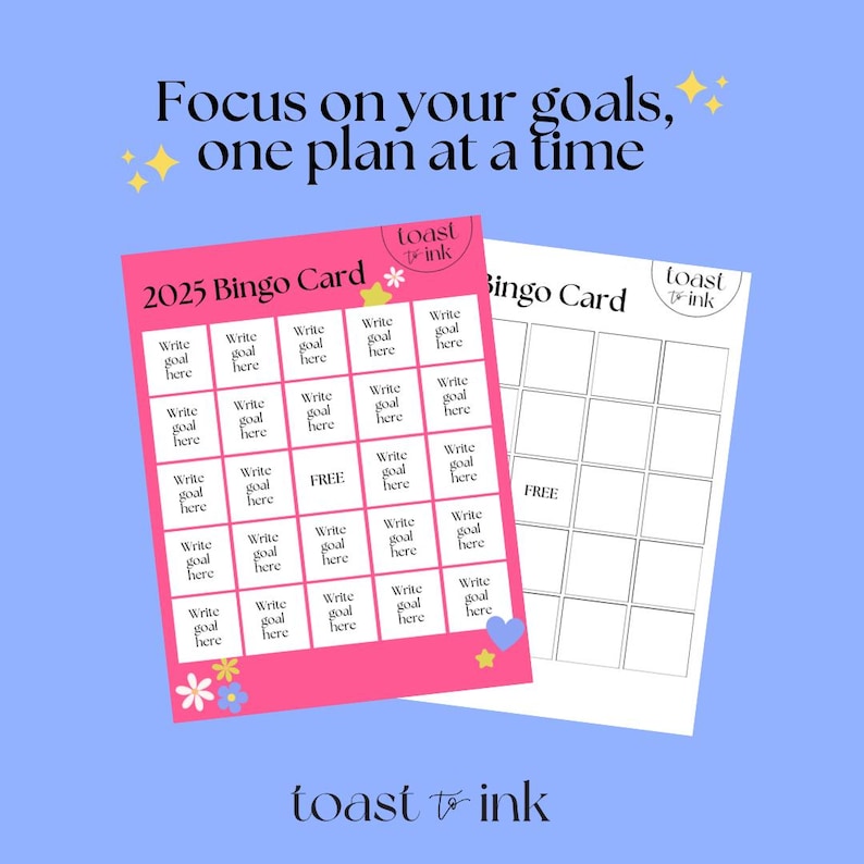 2025 Bingo Card Tracker Printable | Yearly Goals Journal | Yearly Goal ...