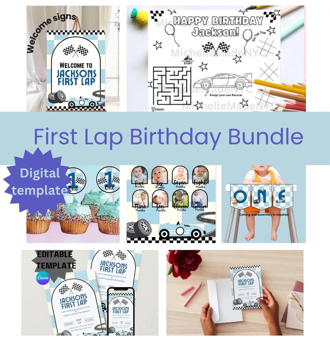 First Lap Birthday Invitation Template/ Cars Birthday/ First Birthday ...