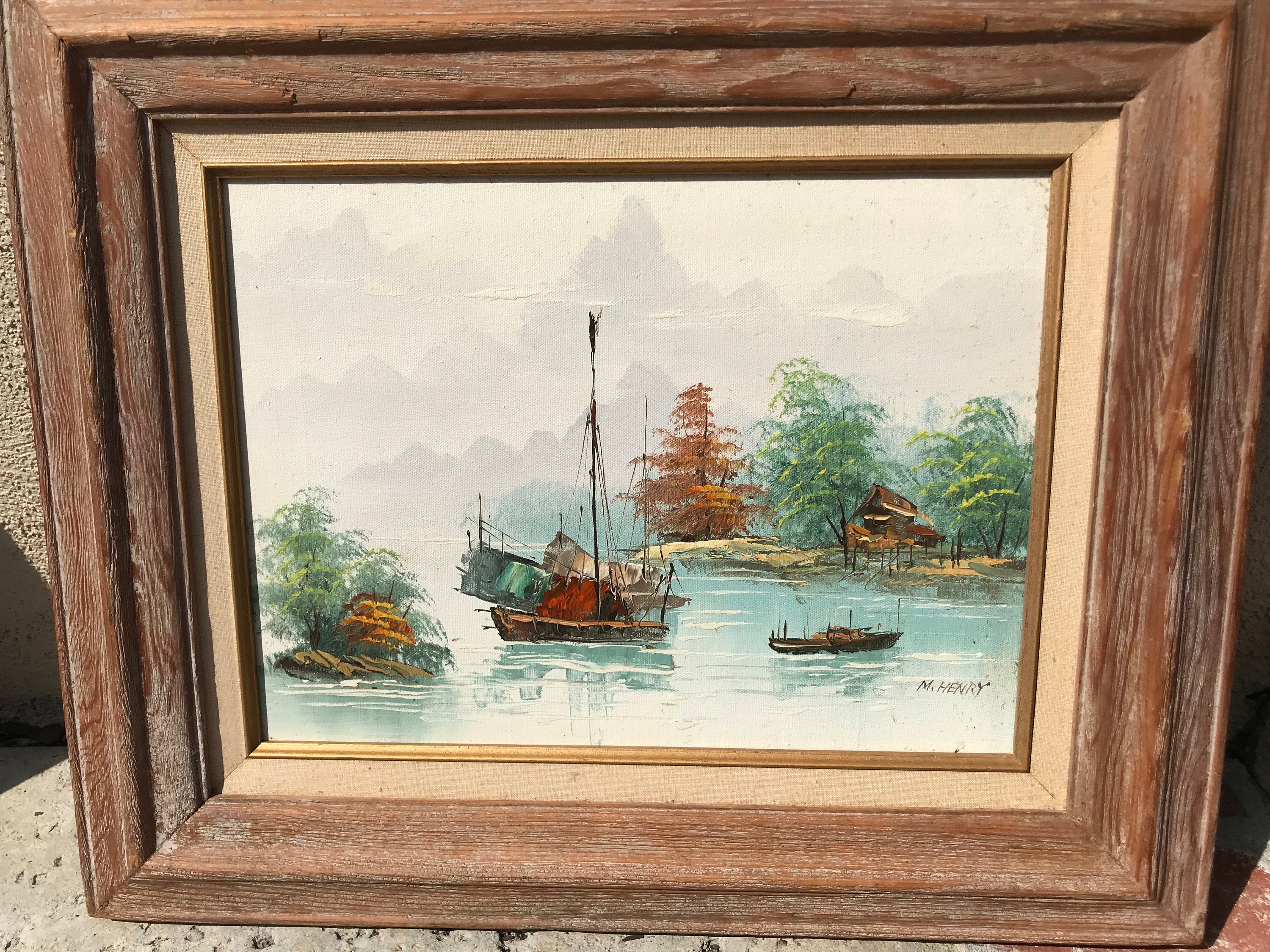 Original Landscape Oil on Canvas Signed m. Henry - Etsy UK