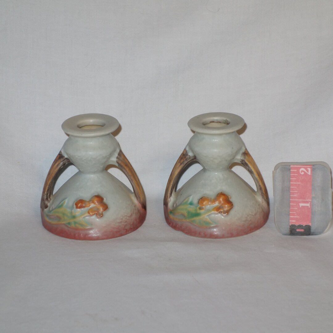 Roseville Pottery Candlesticks, Candle Holders 851-3 Beautiful Grey - Etsy