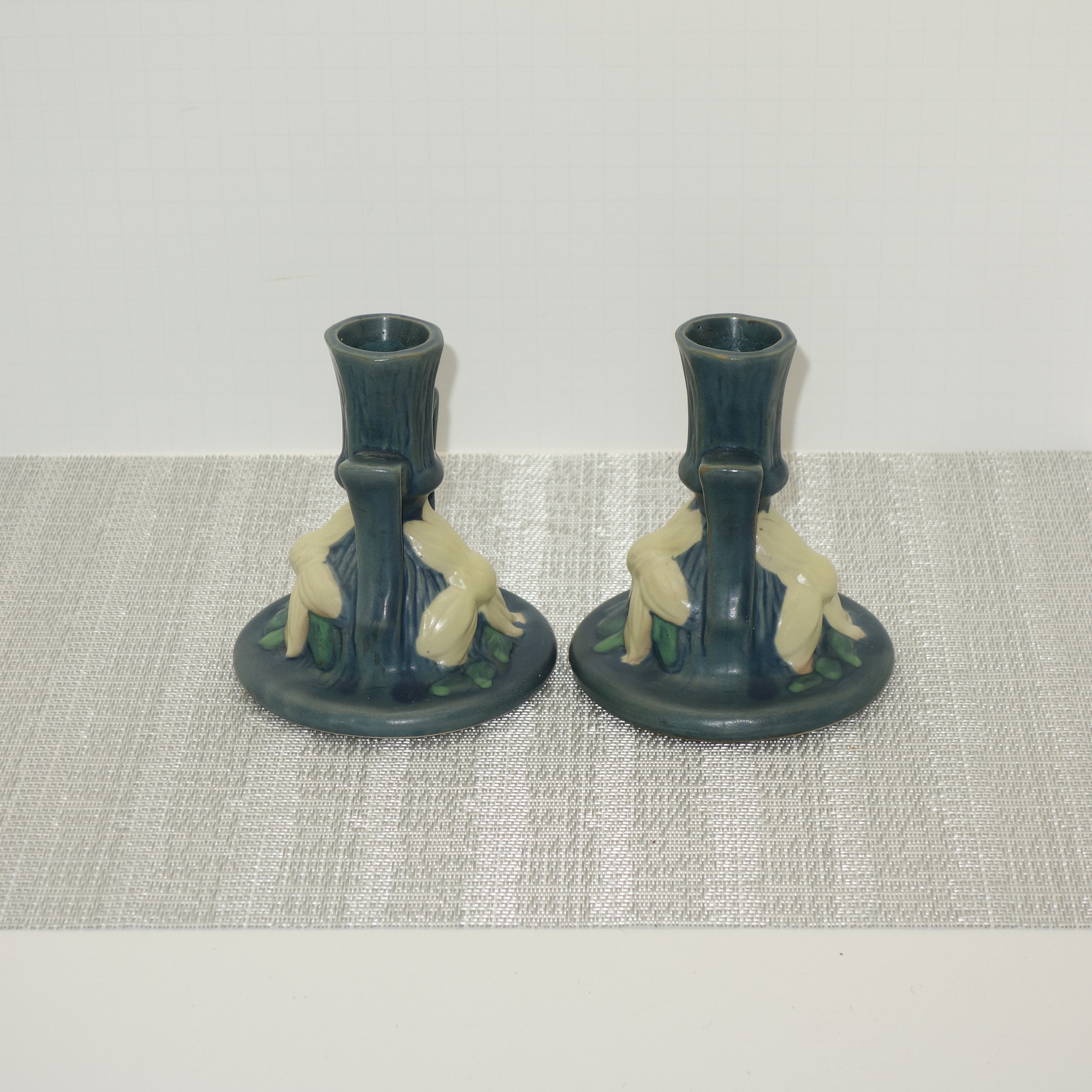 1940s Roseville Clematis Candlestick Periwinkle Blue - Etsy Israel
