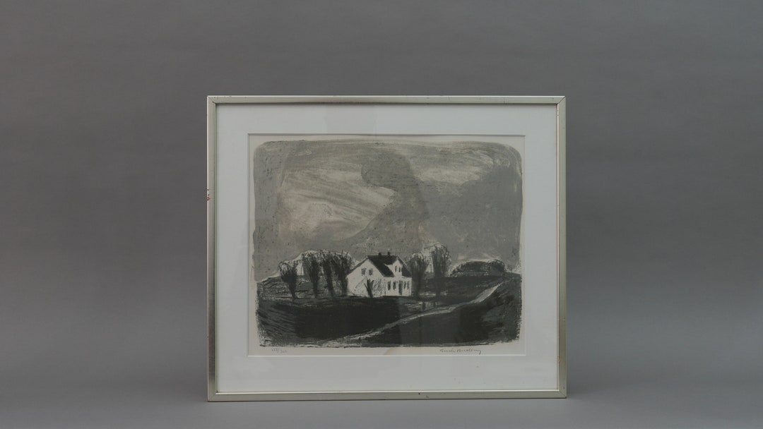 50x59 Vintage GUSTAV RUDBERG (S 1915-2001) Lithography Print Coutryside ...