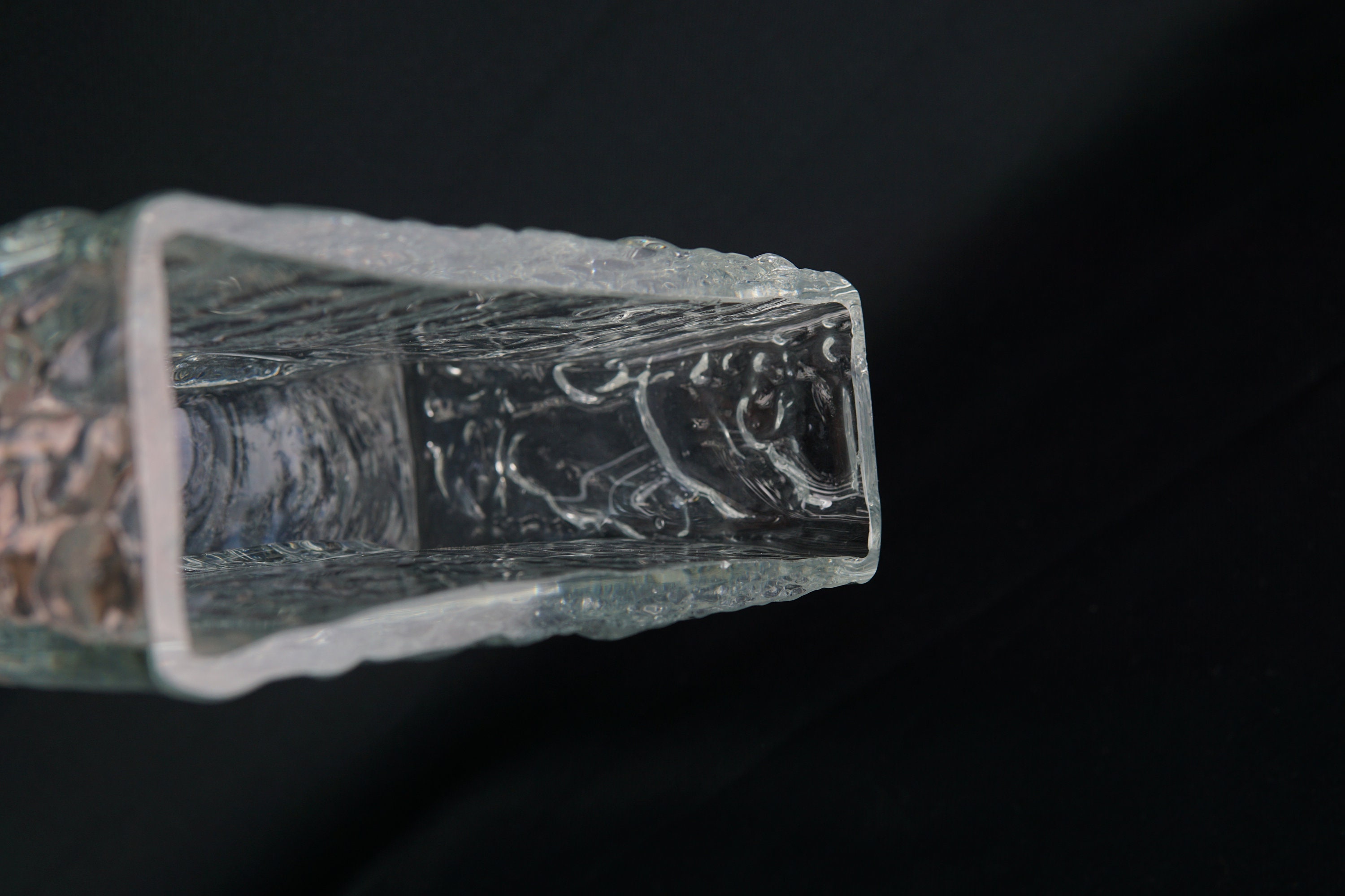 Vintage Brutalist CRYSTAL Glass FLOWER VASE - Etsy