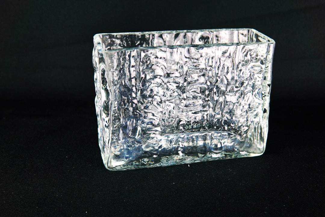 Vintage Brutalist CRYSTAL Glass FLOWER VASE - Etsy