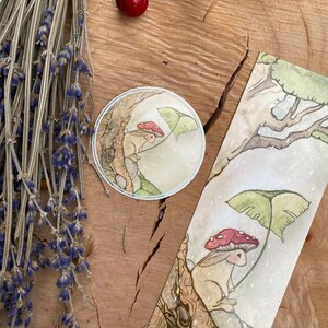 Rainy Day Bunny mini Art Print 5x7 Bookmark and Sticker - Etsy
