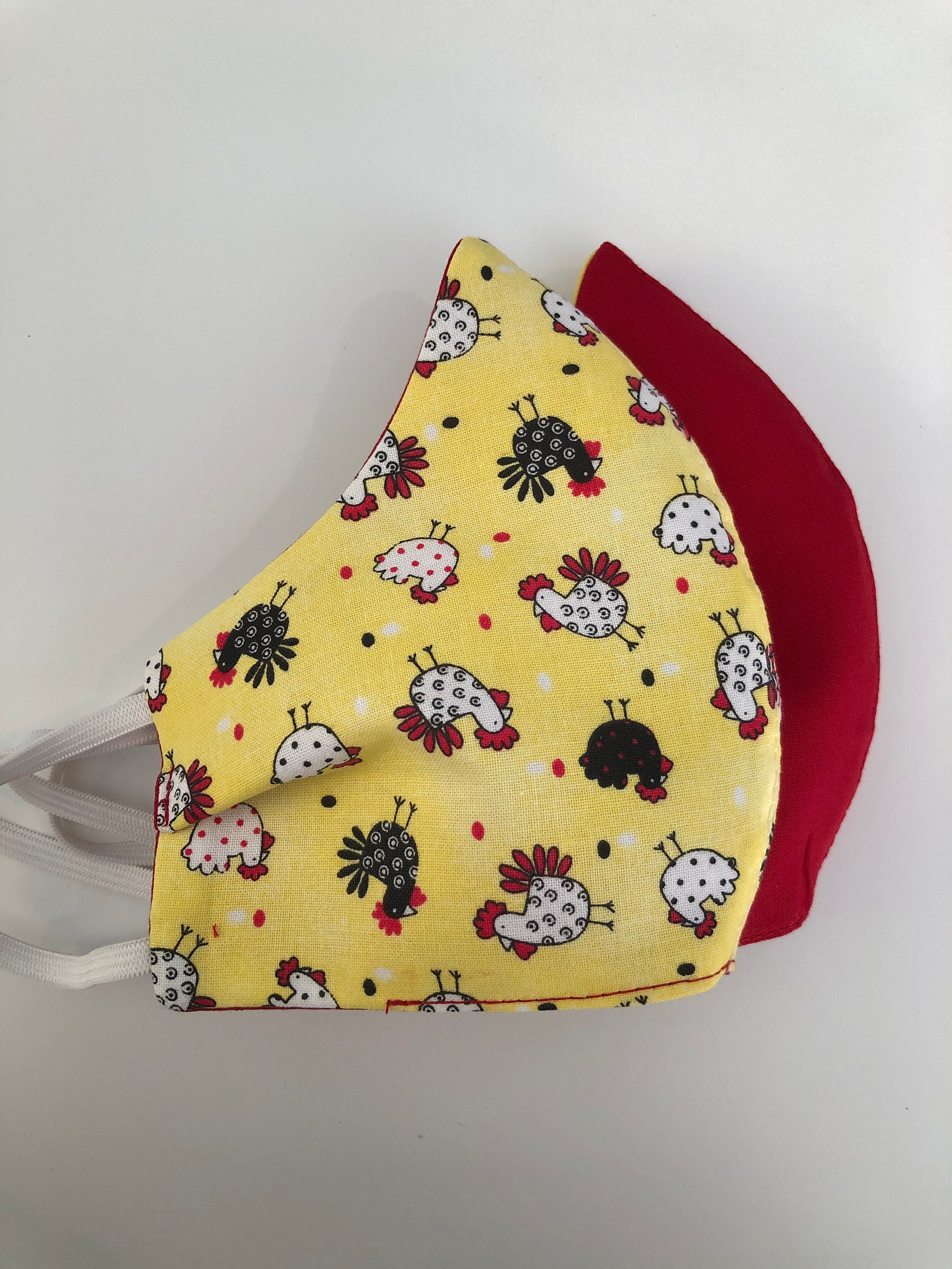 Chicken Face Mask, Animal Print Face Mask, Hen Face Mask, 100% Cotton ...