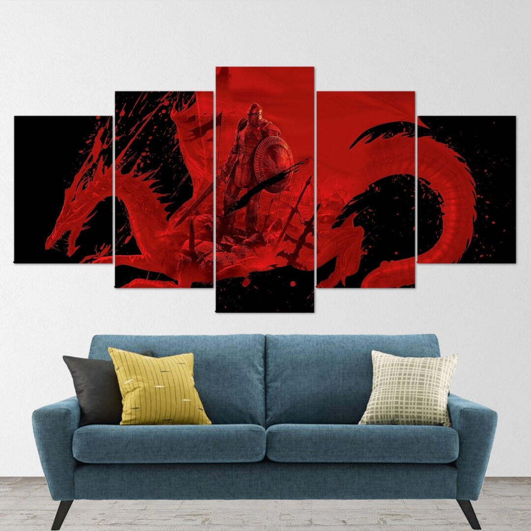 Dragon Age Inquisitions 5 Piece Canvas Wall Art Dragon Age Origins Dragon Age Wall Art