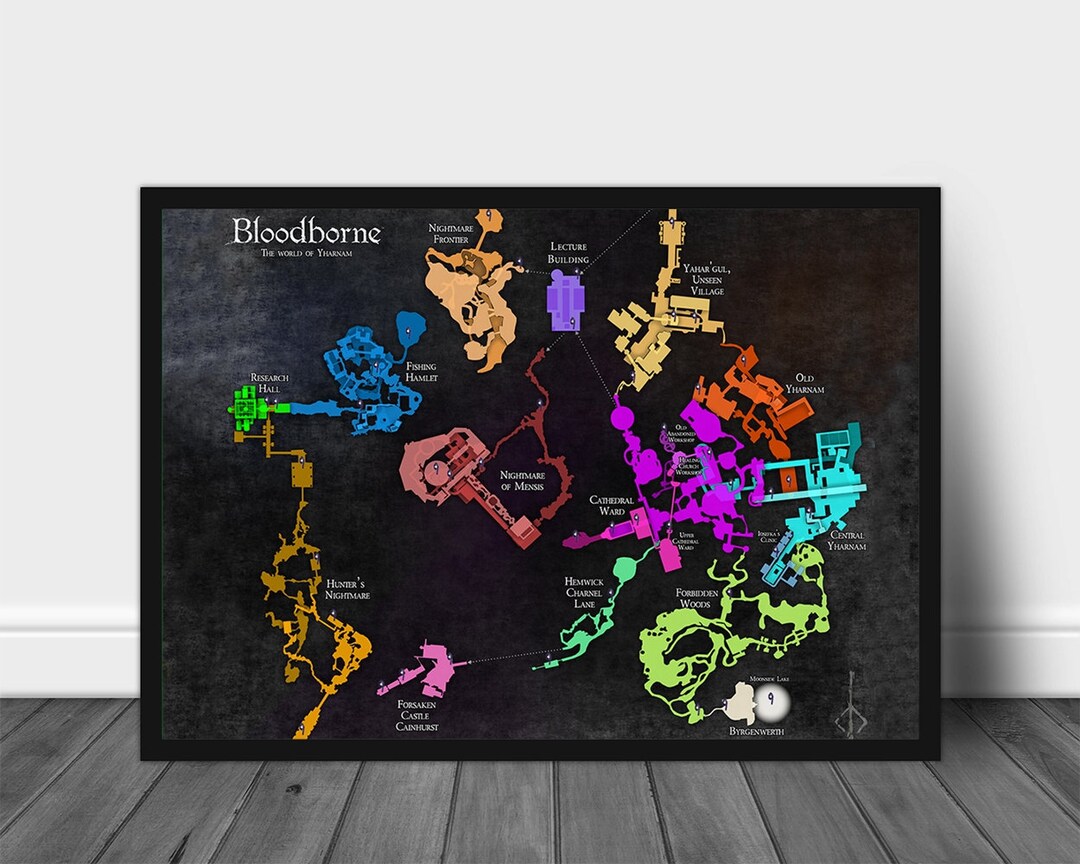 Bloodborne Poster, Map of Yharnam, Bloodborne Hunter, Bloodborneprint ...