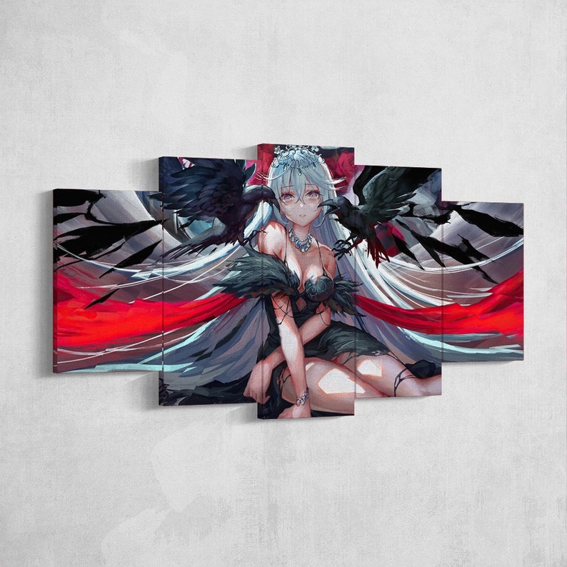 Beautiful Sexy Anime Girl 5 Piece Canvas Wall Art Anime Girl Etsy