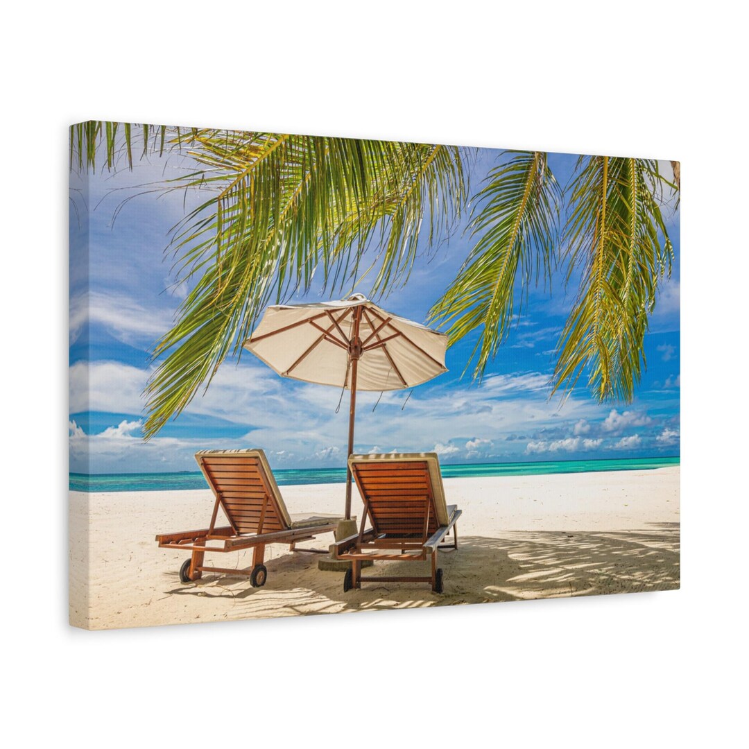 Canvas Print Beach Scene Wall Art, Coastal Decor Ocean View Stretched ...