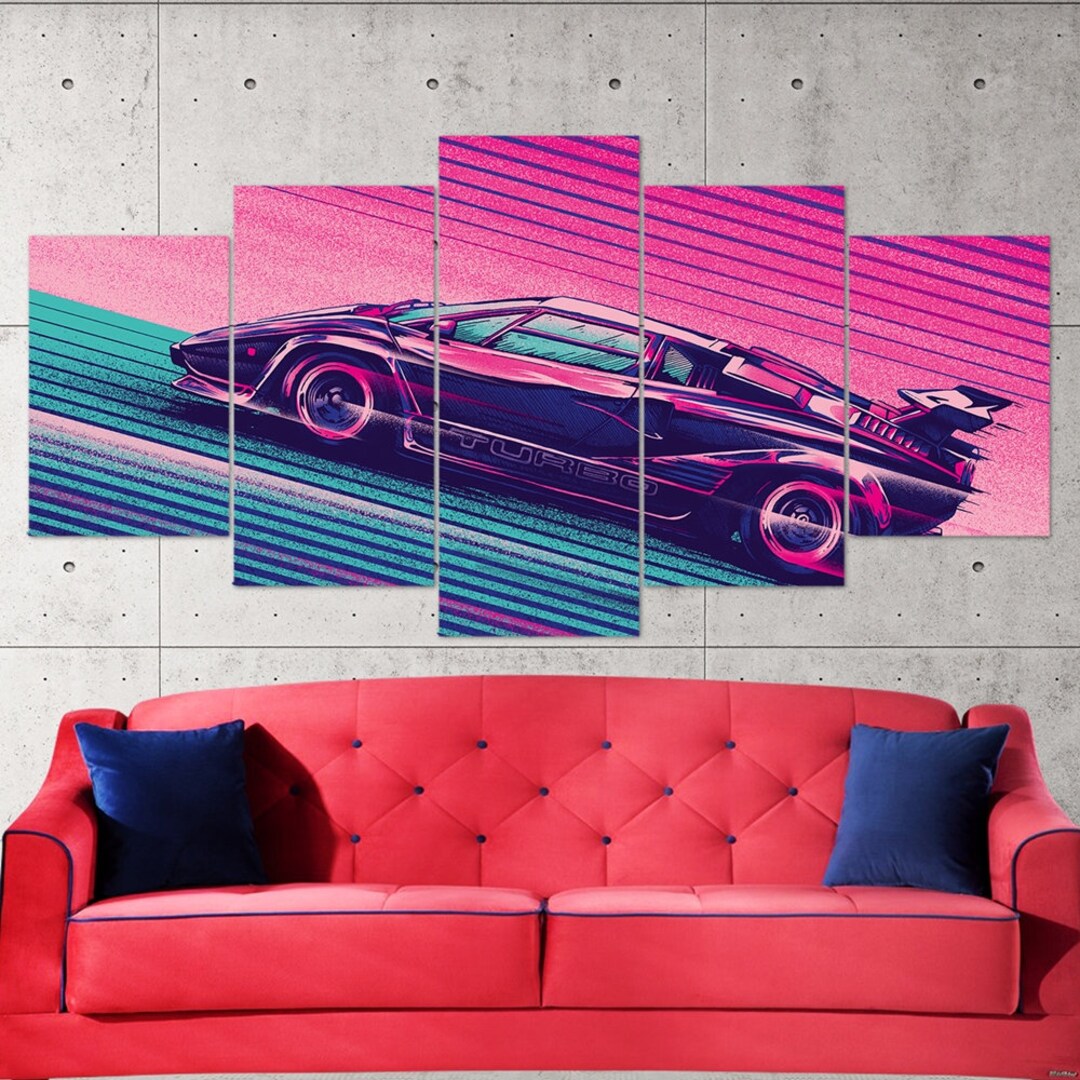 Lamborghini Countach Turbo S 5 Piece Canvas Neon Car - Etsy