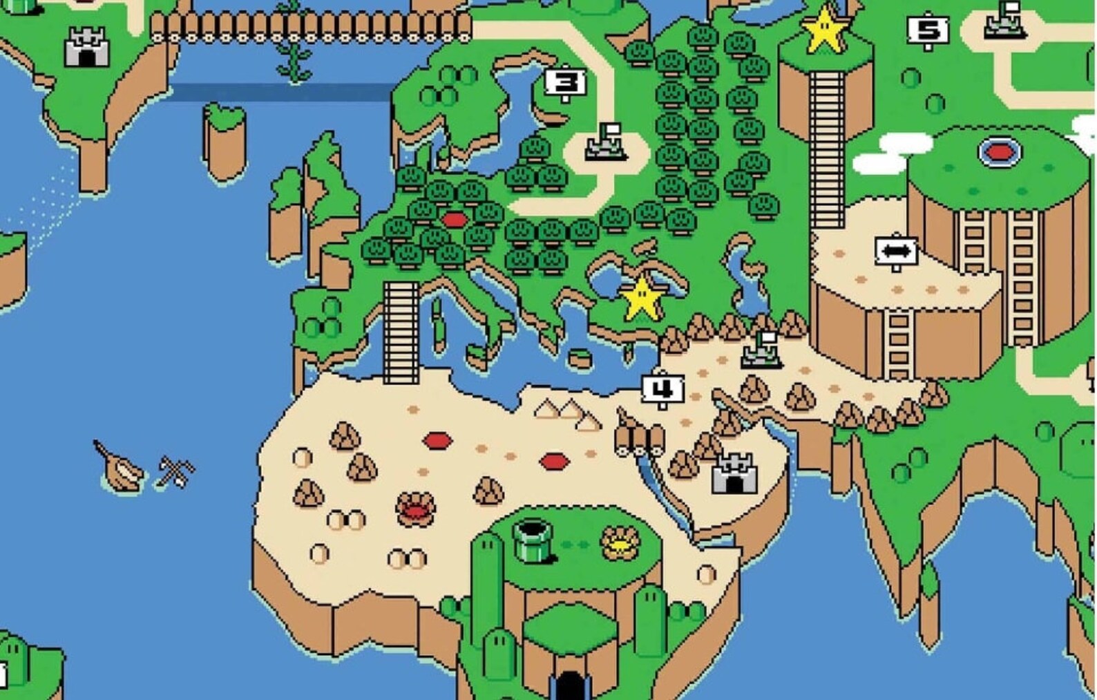 Super Mario World Map Super Mario World Map Poster Mario | Etsy