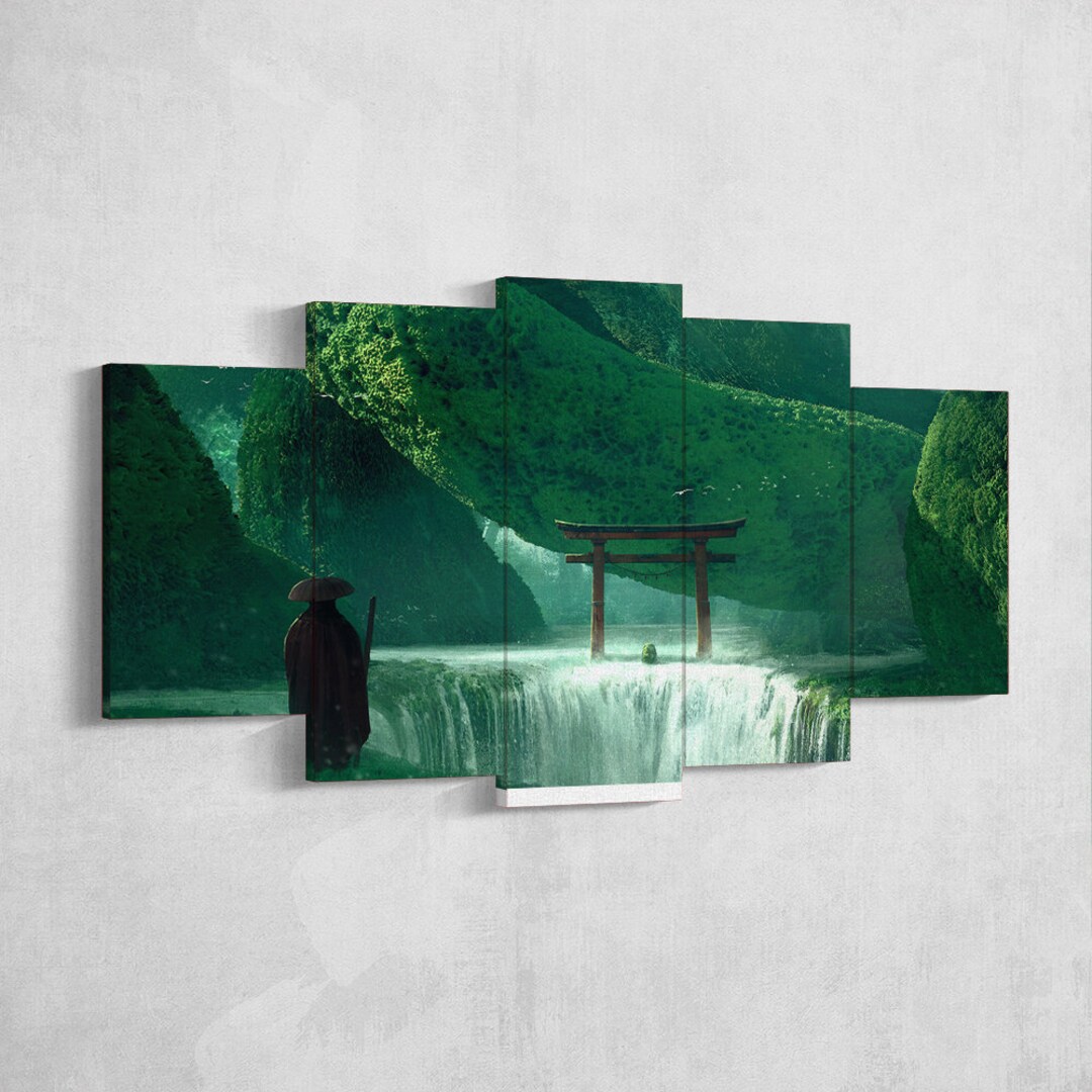 Japanese Spirit Gate Torii Samurai Warrior Waterfall - Etsy