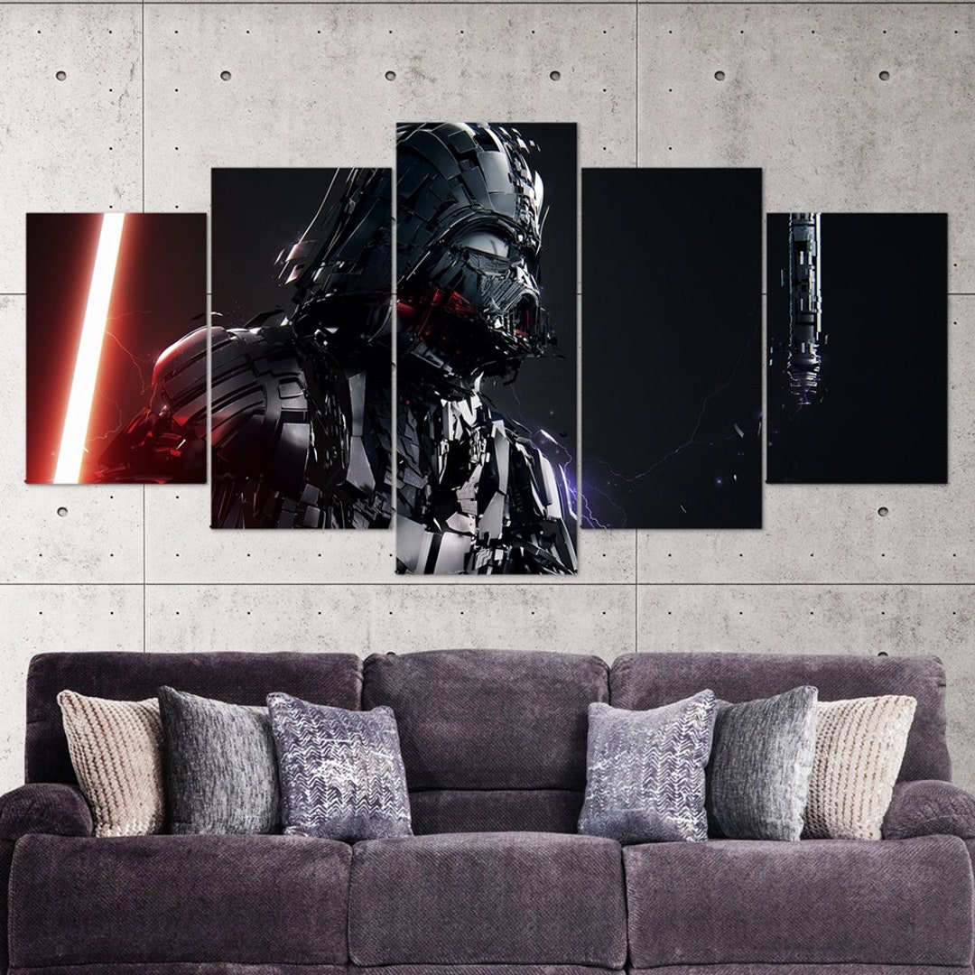 Darth Vader, Abstract Art, Lightsaber Star Wars, 5 Piece Canvas Wall ...