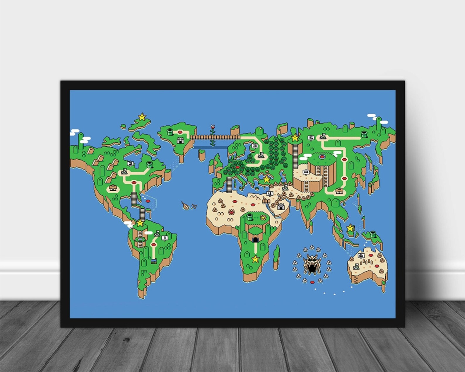 Super Mario World Map Super Mario World Map Poster Mario | Etsy