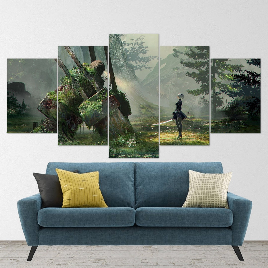 Nier Automata 5 Piece Canvas Wall Art: 2B Poster, 5 Panel Print ...