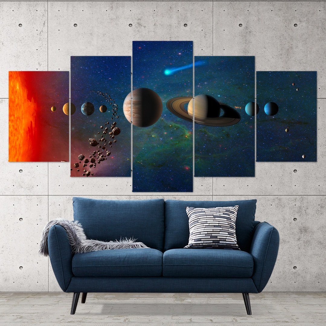 Solar System 5 Piece Canvas Wall Art, Solar System Decor, Solar System ...