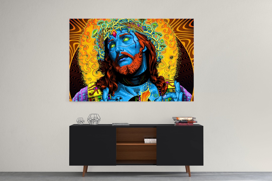 Psychedelic Art Jesus Canvas Art, Psychedelic Jesus Poster, Jesus Decor ...