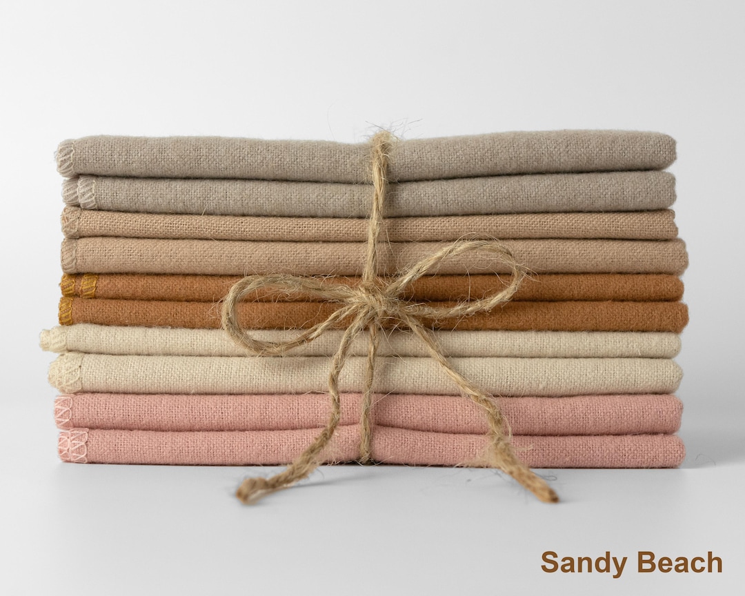 100% Cotton Flannel Towels Sandy Beach 10pc Set 1-ply Paperless Towels ...