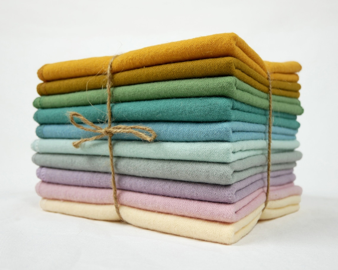 5 Piece Set 100% Cotton Flannel Towels Pastel 1-ply Paperless Reusable ...