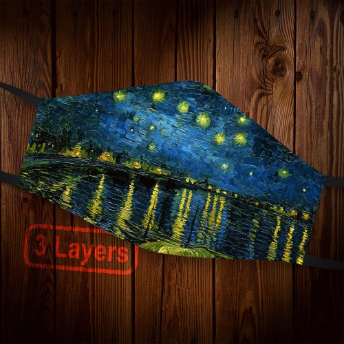 Van Gogh Starry Night Face Mask With Filter Pocket | Etsy
