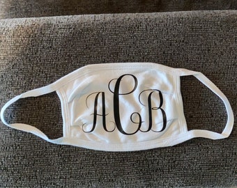 WHITE | Personalized | Small Monogram | Face Mask - Etsy