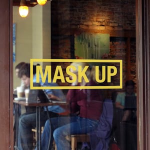 Mask up Decal - Face Mask Warning Sign - Small Business Storefront ...