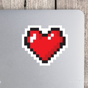 Video Game Sticker - 8-bit Pixel Heart - Water-resistant Adhesive ...