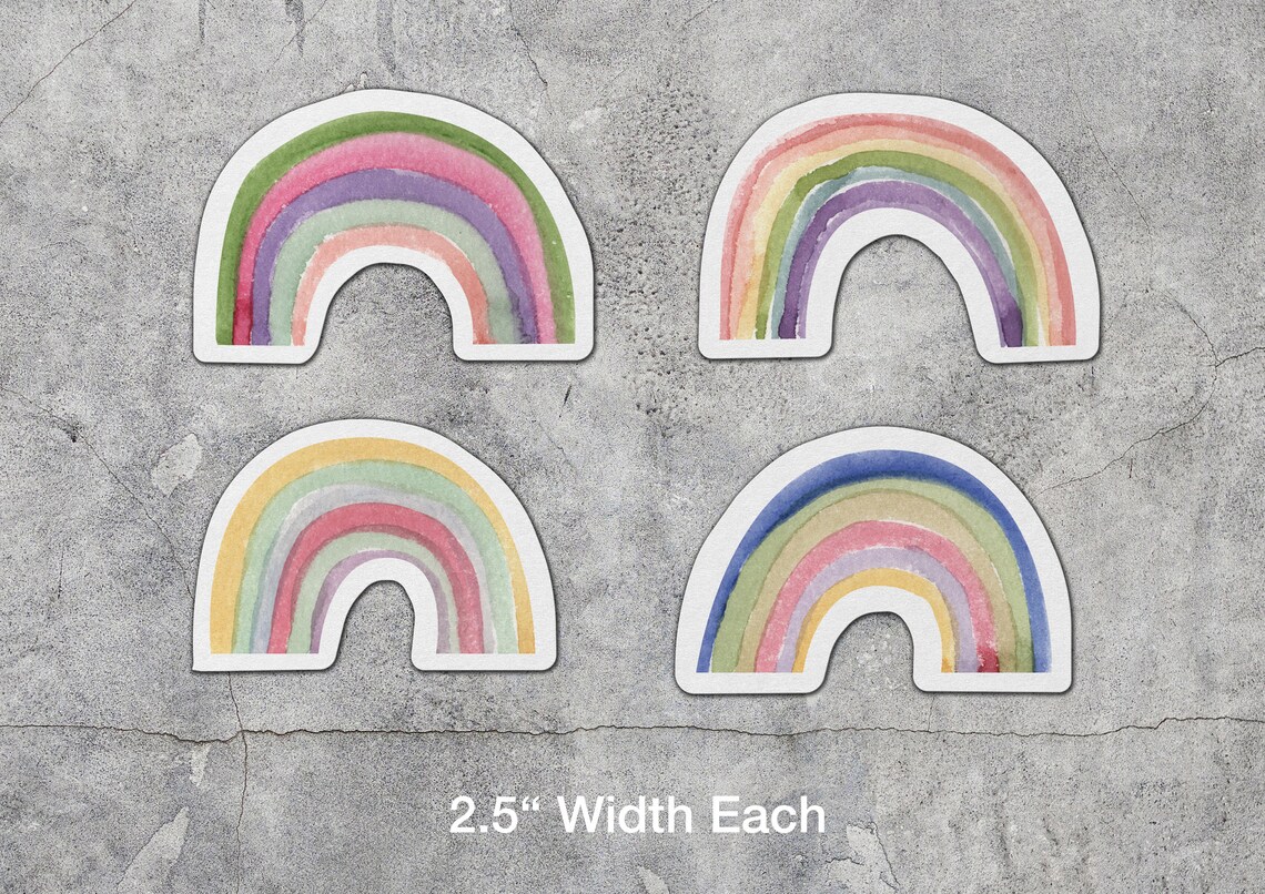 Rainbow Sticker Set Four 4 Individual Adhesives - Etsy
