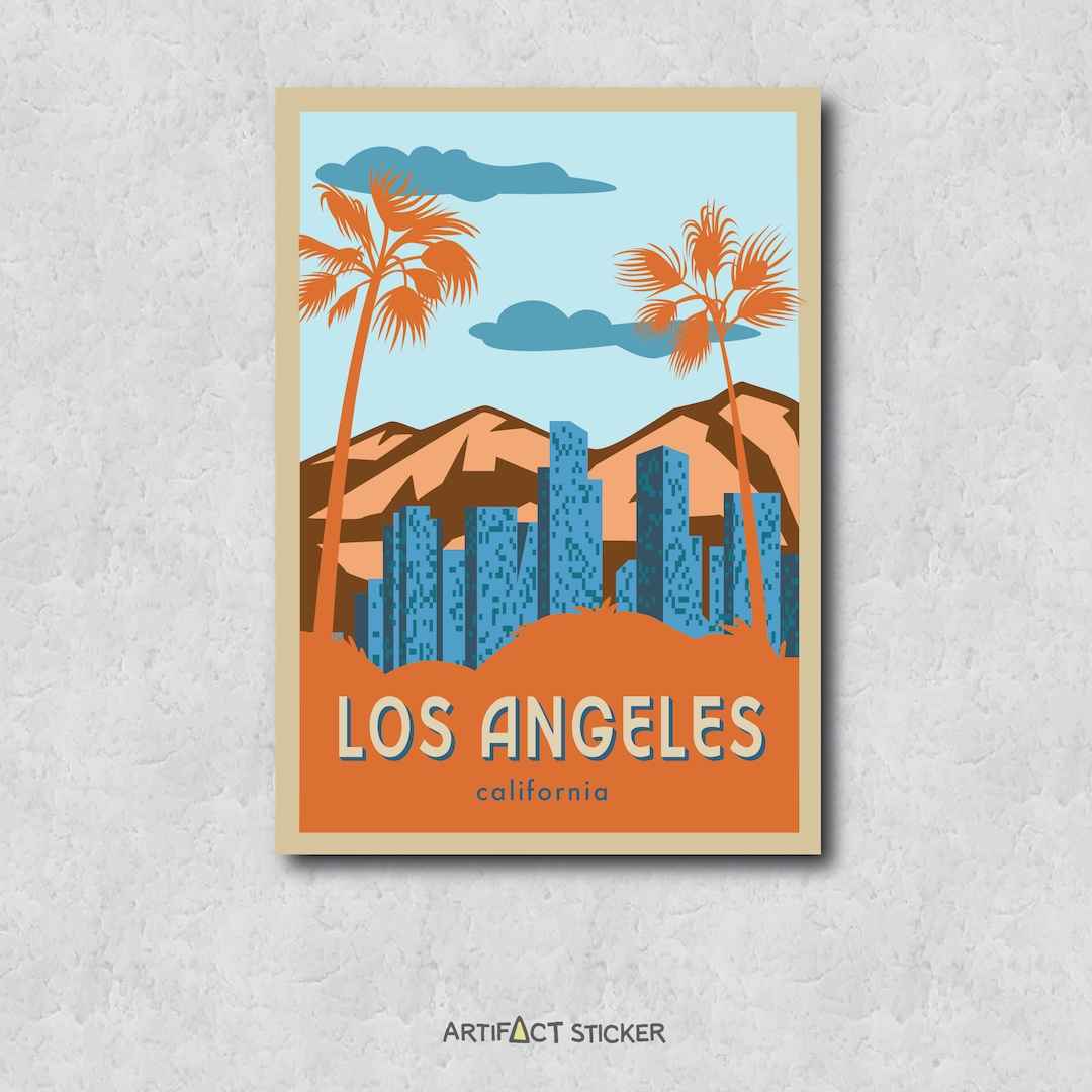 Los Angeles Sticker - Poster Style Illustration - City of Angels ...