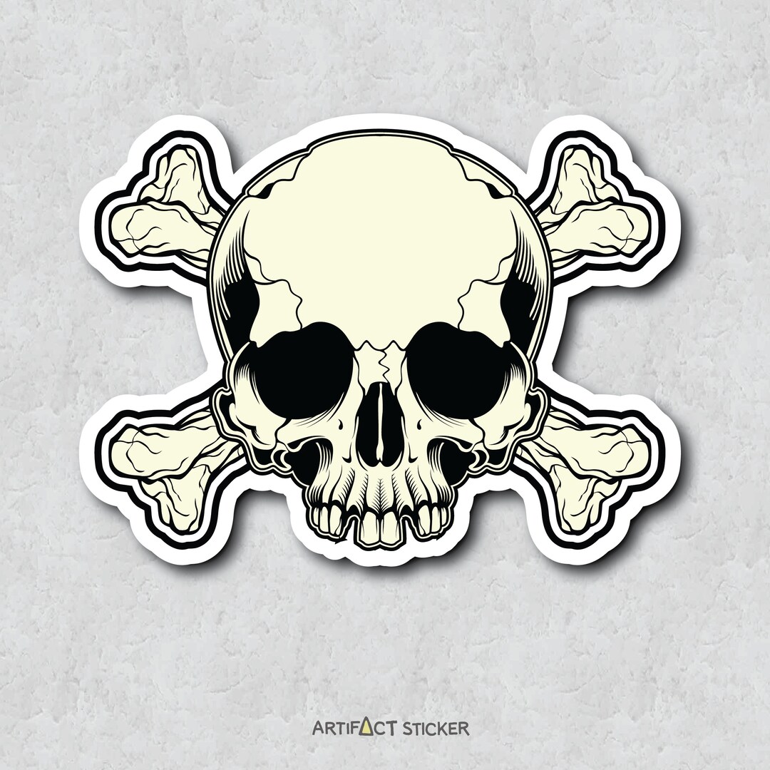 Skull and Crossbones Sticker - Motorcycle Gang Anatomy Icon - Water ...