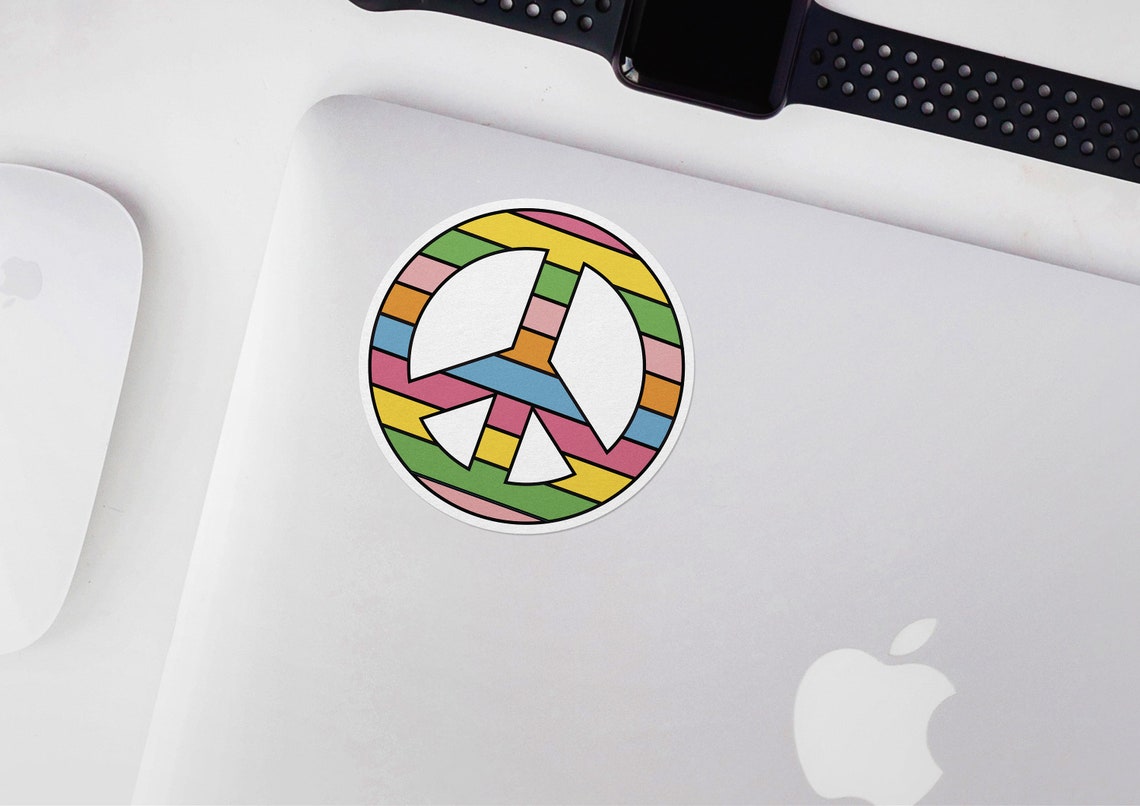 Multi-colored Peace Sign Sticker - Hippie Movement Icon - 1960s & 1970s ...