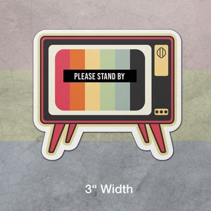 Vintage Television Sticker Please Stand by Minimal Illustration Style ...