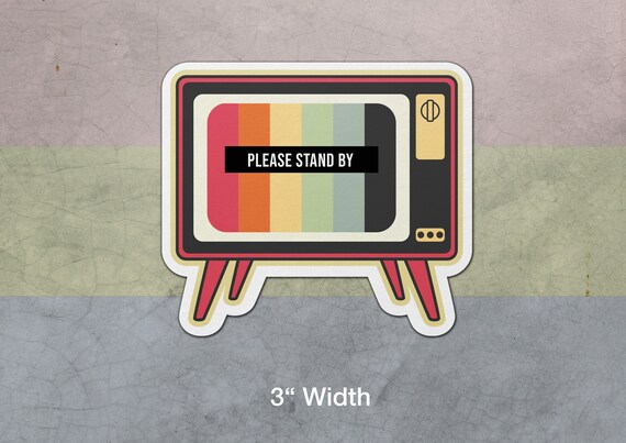 Vintage Television Sticker Please Stand by Minimal | Etsy