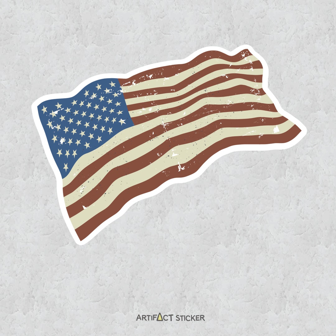 American Flag Sticker - Distressed Stylization - United States Pride ...