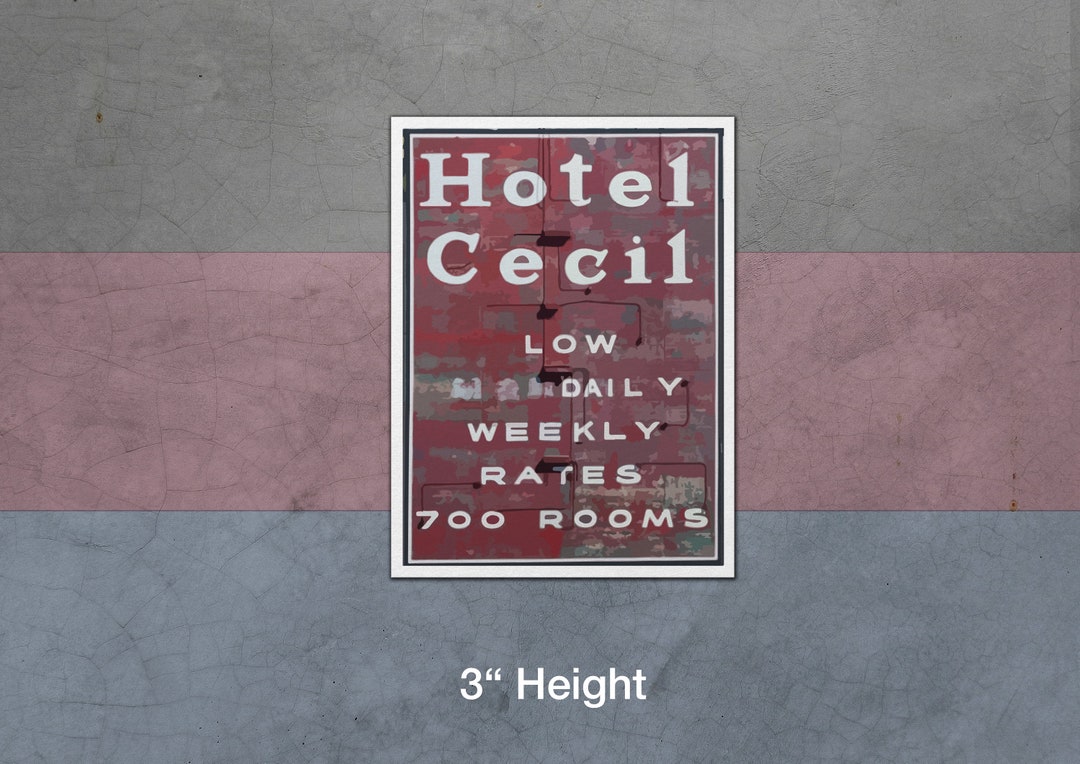 Cecil Hotel Sticker Downtown Los Angeles Landmark Sign Distressed Style ...
