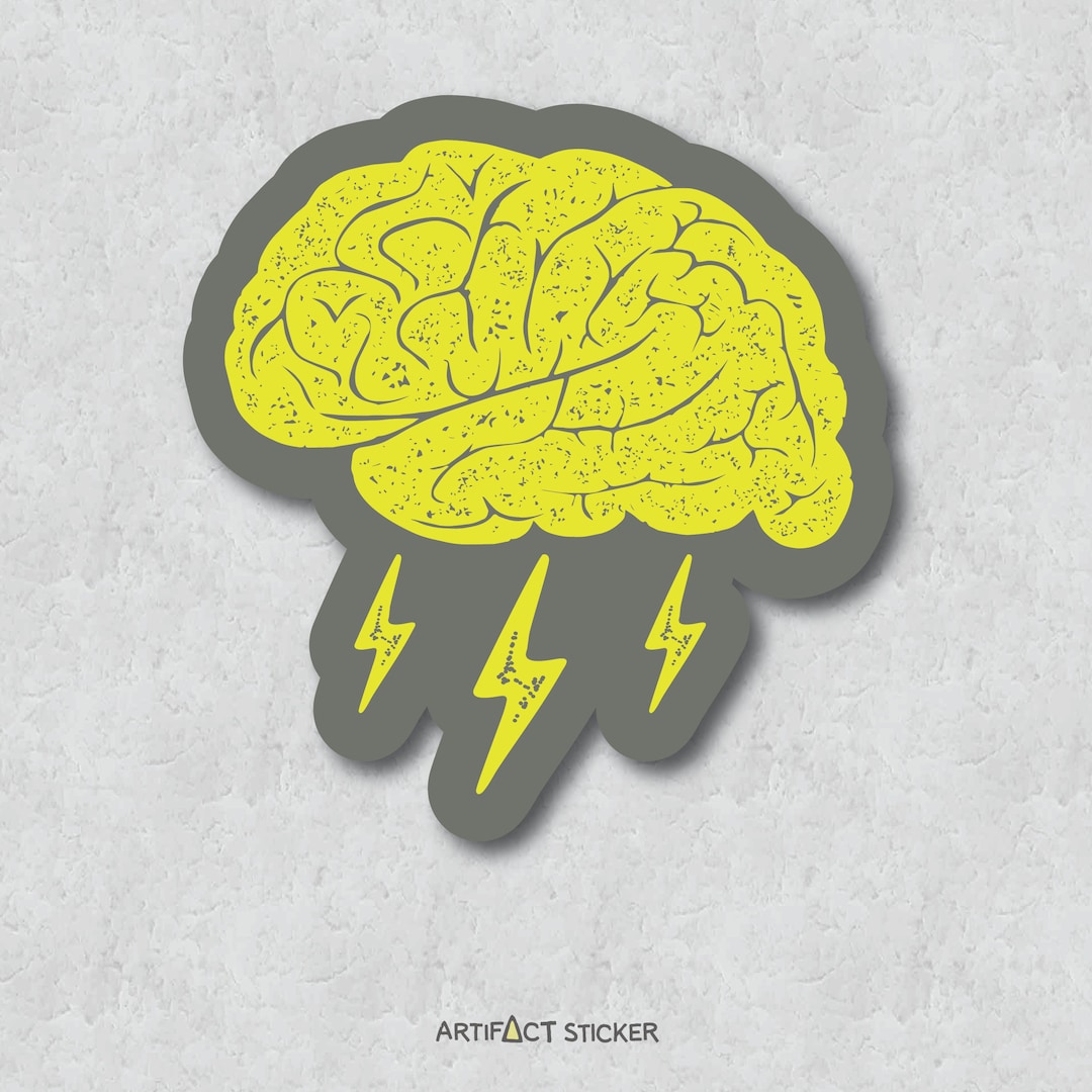 Brain Storm Sticker - Author & Writer Icon - Hand Drawn Illustration ...