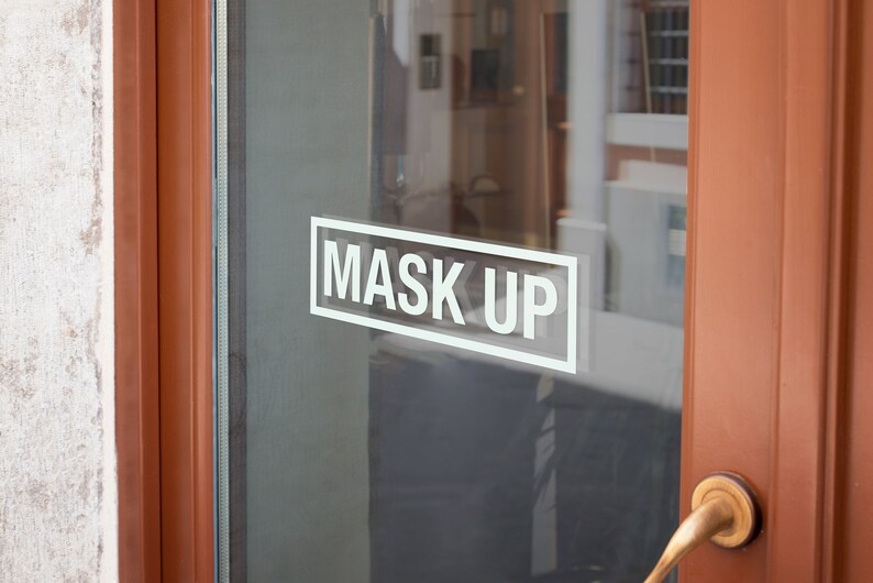 Mask up Decal Face Mask Warning Sign Small Business | Etsy