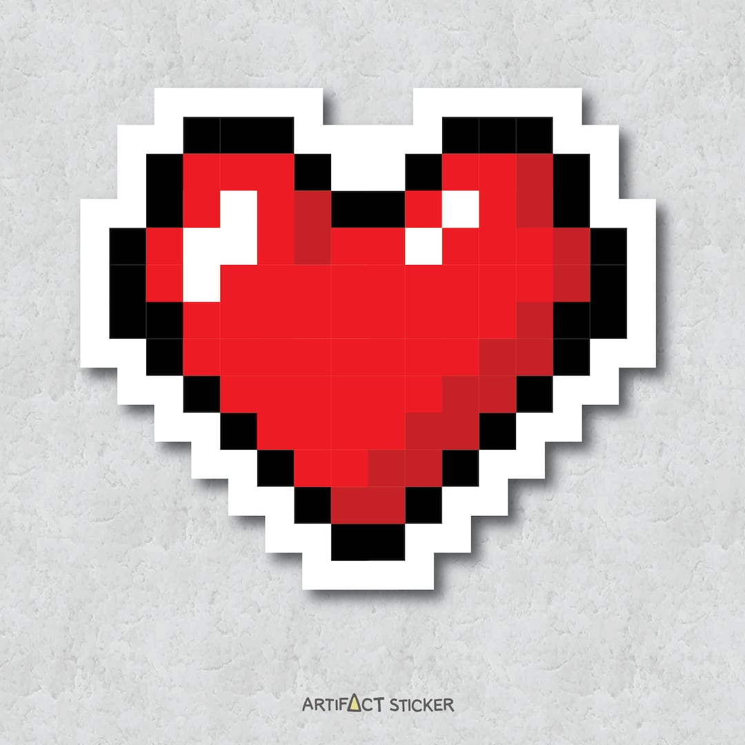 Video Game Sticker - 8-bit Pixel Heart - Water-resistant Adhesive ...