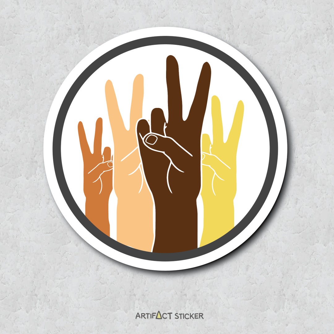 Peace Sign Sticker - Universal Hand Gesture - Multicultural Pride ...