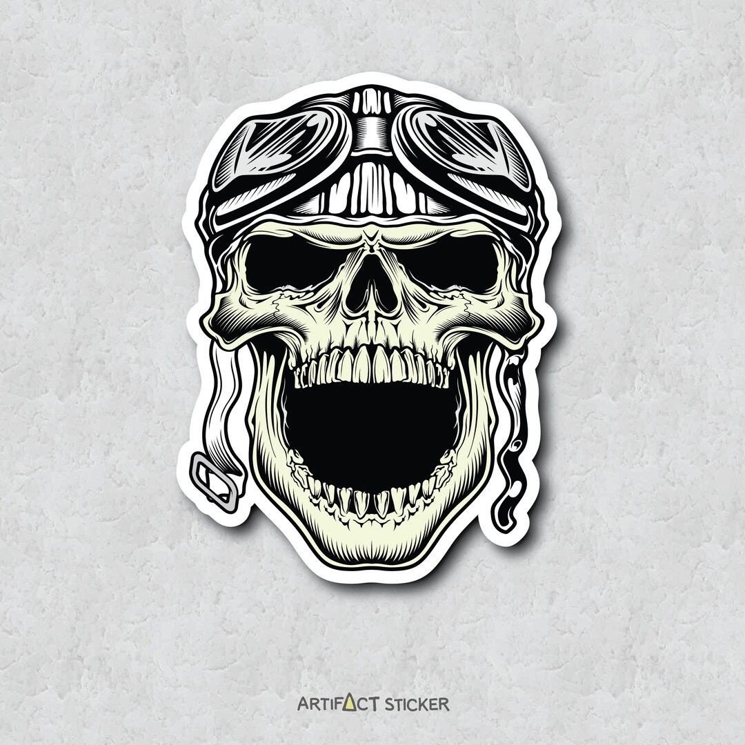 Motorcycle Helmet Skull Sticker - Chain Gang Cranium Anatomy Icon ...